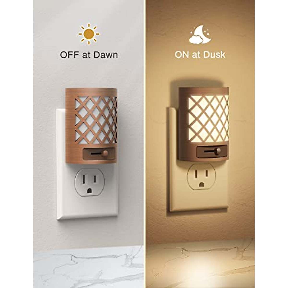 DORESshop Night Light, Night Lights Plug Into Wall [2 Pack], Plug in Night Light, Nightlight, Dusk to Dawn Sensor, Adjustable Brightness Night Lights for Bathroom, Hallway, Stairway, Soft White 3000K