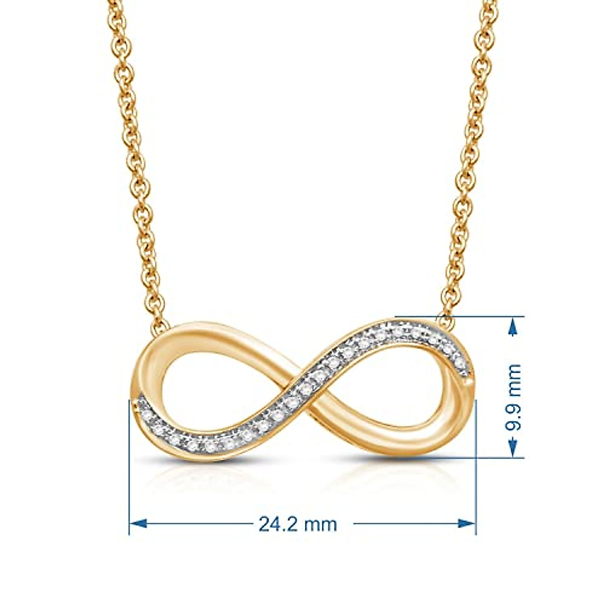 Jewelili 14K Yellow Gold over Sterling Silver Diamond Accent Infinity Pendant Necklace, 18"