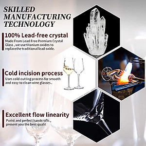 White Wine Glasses,Wine Glasses Set of 2-15 Ounce, Hand Blown Burgundy Red Wine Glass,Long Stem Premium Crystal Large Wine Glass,Gift for Wedding Anniversary Christmas,Clear