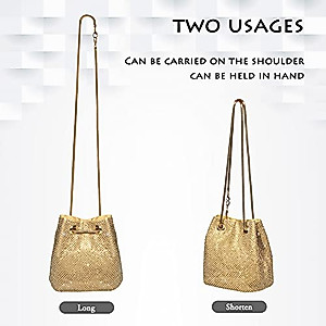AOYUNHUI Evening Bags Crossbody Bags for Women Shiny Bucket Bag Clutch Purse for Women Girls Shoulder Handbag Rhinestone Purse for Women Wedding Prom Party Club Bling Bling Sparkling-Gold