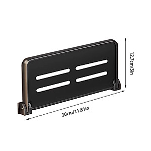 Generic Folding Bathroom Wall Shelf, Aluminum Fold Down Shelf, 90° Fold Up Wall Mounted Floating Shelves, Versatile RV Floating Storage Organization Panel Rack, Black, OMC4E6NKX2H2L0476