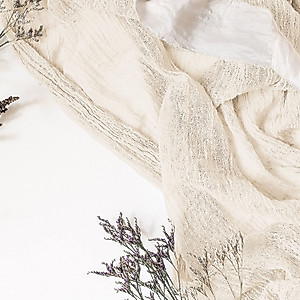 10 Pack Cheesecloth Table Runners Wide Gauze Table Runners Boho Table Runners for Bridal Shower Wedding Birthday Party Table Decorations (Beige, 35 x 157 Inch)