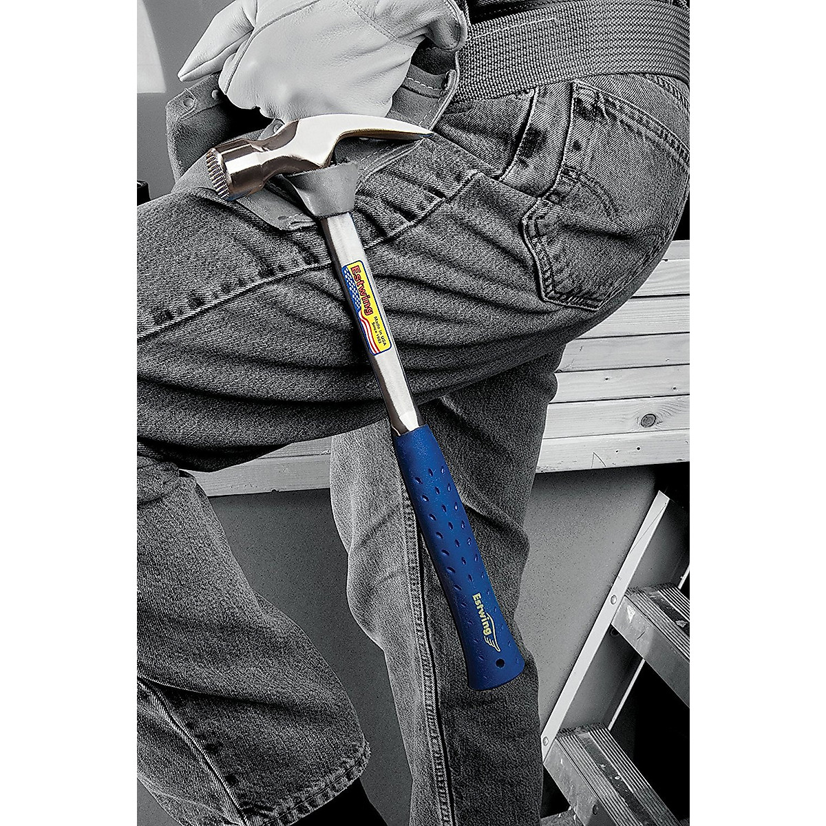 ESTWING Framing Hammer - 22 oz Straight Rip Claw with Milled Face & Shock Reduction Grip - E3-22SMR
