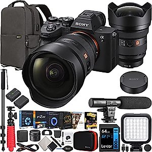 Sony a7 IV Full Frame Mirrorless Camera Body with FE 12-24mm F2.8 GM G Master Lens ILCE-7M4/B + SEL1224GM Bundle with Deco Gear Photography Backpack + Monopod + Extra Battery, LED and Kit Accessories