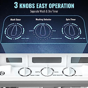 Superday Portable Washer and Dryer, 17.6LBS Small Washing Machine and Spin Dryer Combo, Compact Mini Twin Tub Washing Machine for Apartment, Dorms, RV, Camping, Laundry, College Rooms, Grey