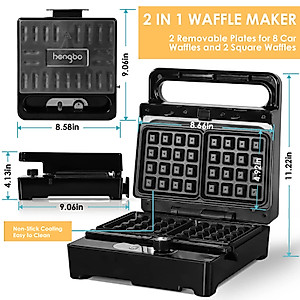 Car Mini Waffle Maker Waffle Iron for Kids 8 Different Cars Shaped Waffles in Minutes, with Timer Knob 2 IN 1 Electric Non-Stick Breakfast Pancake Maker with Removable Plates, Fun Gift for Kids Family