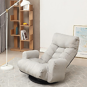 Swivel Lounge Chair, 360° Swivel Recliner Chairs for Adults, Leisure Sofa Chair with Adjustable Head and Waist for Bedroom, Living Room, Nursery, Office