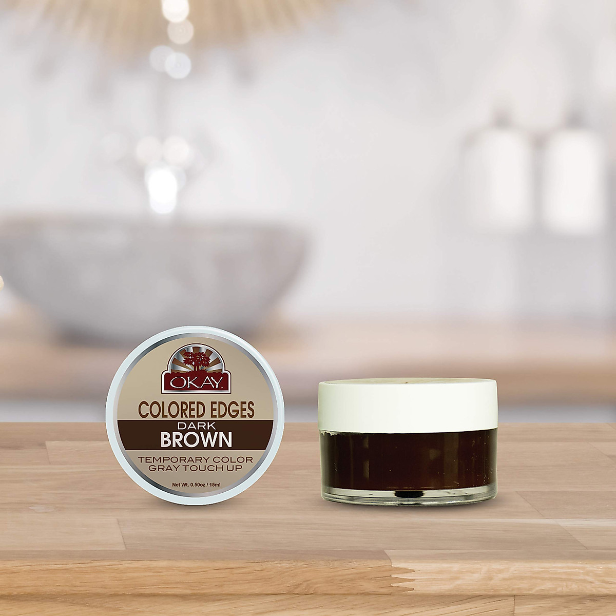 OKAY Colored Edges Dark Brown - Root Touch Up, Edge Control, Root Cover Up, Black Edge Gel, Gray Hair Cover Up for Women & Men, Hairline Coverage for Hair Loss, Thinning - 0.5 Oz (Pack of 1)