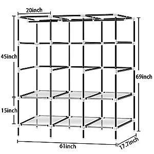 LOKEME 61 Inch Bundle with 55.5 Inch Portable Wardrobe Closet, Closet Oraganizr with 5 Hanging rods, Dust-Proof Cover, Non-Woven Fabric