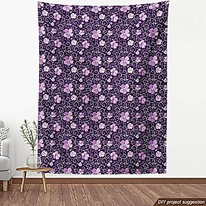 Ambesonne Floral Fabric by The Yard Butterfly Silhouettes with Curlicue Flower Patterned Spring Design Swirls Decorative Fabric for Sofa Ottoman Curtain Chair Cover Sewing & Hobby 1 Yard Purple White