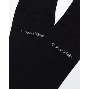 Calvin Klein Men's Dress Socks - Luxury Egyptian Cotton Blend Crew Socks (2 Pair), Size 7-12, All Black