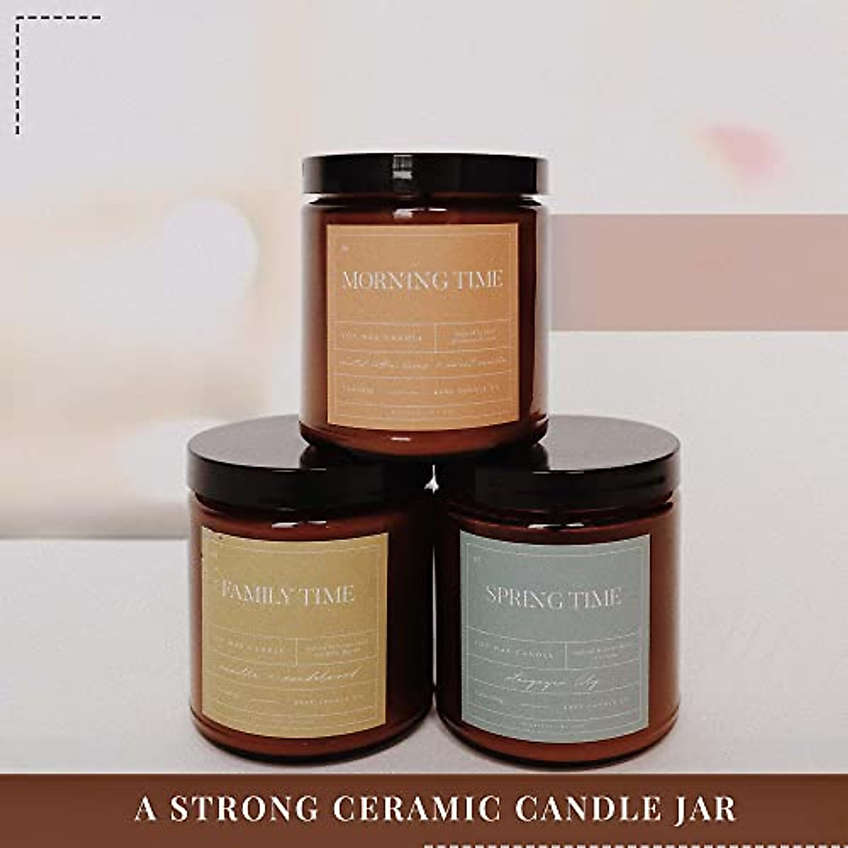 Blessed Is She - Sandalwood & Vanilla Scented Glass Candle Jar with Lid - 7.2 Oz | 100% Natural  Soy Wax with Wood Wick Candles | 70-84 Hours Long Burning Candles for Home Scented