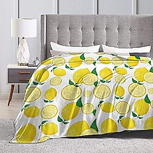 Yamegoun Lemon Throw Blankets Premium Micro Fleece Blanket for Bed Couch Living Room Unisex Lightweight for Adults or Boys Girls 60 X 50 Inches
