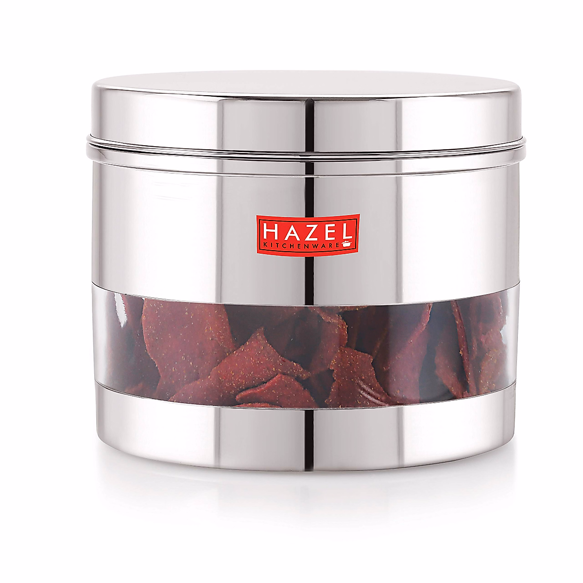 HAZEL Stainless Steel Containers Set For Kitchen Storage Transparent See Through Glossy Finish Storage Jars Dabba, Set of 6, 1500 ML Each, Silver