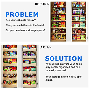 ALINE FURNITURE Pull Out Drawers for Cabinets Wood, 14" W X 21" D Slide Out Drawers for Kitchen Cabinets, Pull Out Shelves, Roll Out Drawers for Pantry Cabinet Organizer