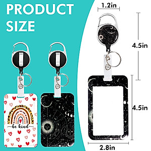 2 Pcs ID Badge Holder with Lanyard Retractable Heavy Duty Badge Reel Clip Cute Work Badge Holder for Women Nurse Teacher Detachable Key Lanyard Key Card Nametag Holder Rainbow and Moon Lanyard