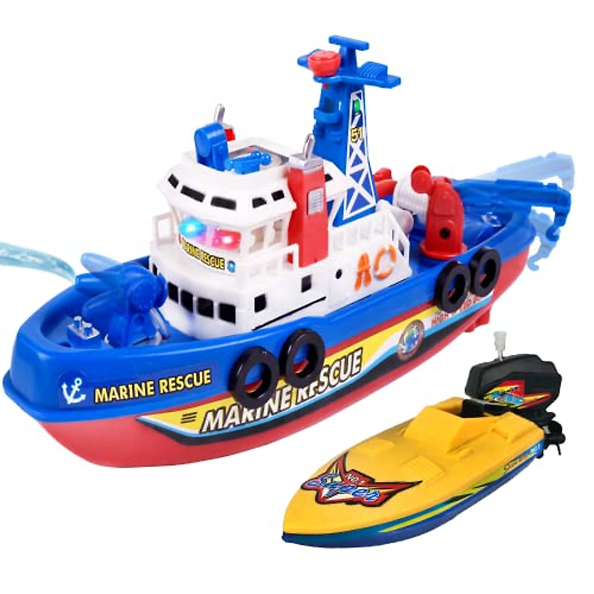 Bath Toys Yacht Toy in tub, Gift for Kids Pool Toy Light Up Float Bathtub Toy Boat with Water Sprinkler