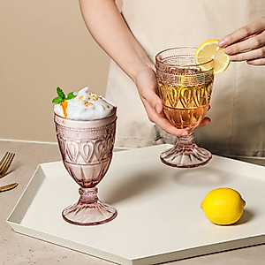 EVEREST GLOBAL Argus Collection Ice Tea Pink Goblet 10 oz set of 6 Stemware Beverage Colored Glass Ideal for Soda Cocktail Juice Water Kitchen Glassware for any Occasion Great Gift Idea for Women