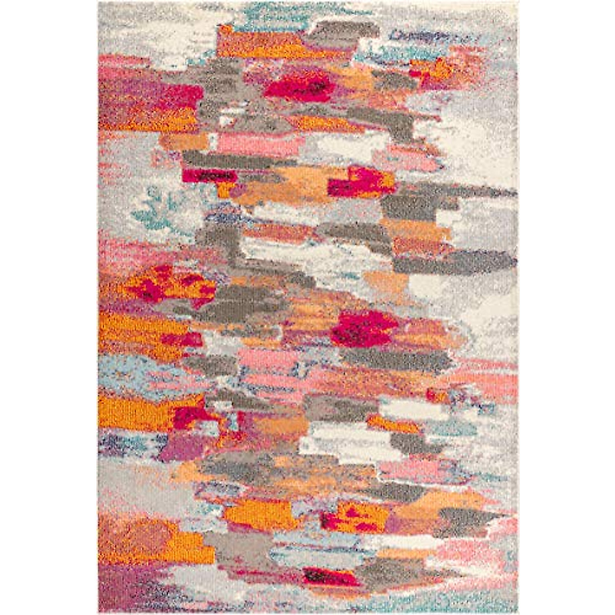 JONATHAN Y Contemporary POP Modern Abstract Brushstroke Cream/Pink 3 ft. x 5 ft. Area-Rug, Bohemian, Easy-Cleaning, for Bedroom, Kitchen, Living Room, Non Shedding (CTP101A-3)