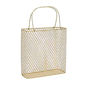 Newspaper Baskets Magazine Rack, Living Room Wall Magazine Rack Magazine Storage Rack Multi-Function Rack Storage Rack Desktop Finishing Rack (Color : Gold, Size : 30 * 30 * 10.5cm)