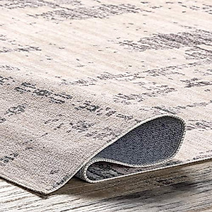 nuLOOM Ariana Machine Washable Abstract Area Rug, 5' x 8', Light Grey, Rectangular