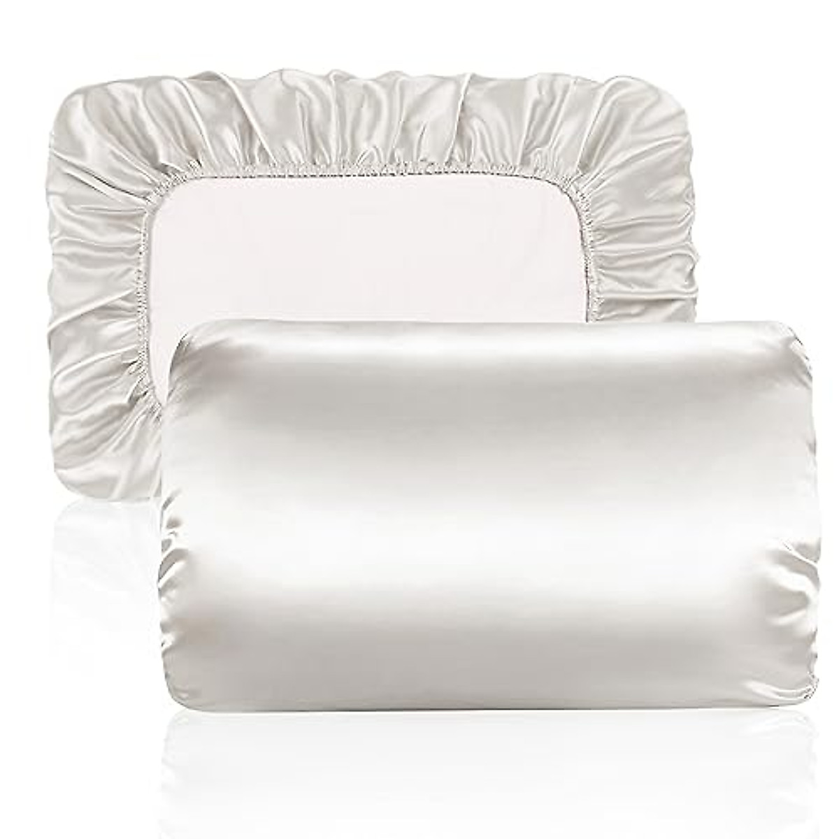 Yanideer Satin Pillowcase for Hair & Skin Travel Elastic Band Cooling Satin Pillowcases - Satin Pillow Case Cover Pillow Cases Standard Size Queen, Grey