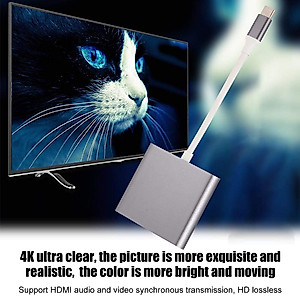 Type C to HDMI Hub Adapter Multi-Function 3 in 1 Hub Type C to HDMI Output HD Converter Adapter Dock Station(Gray)