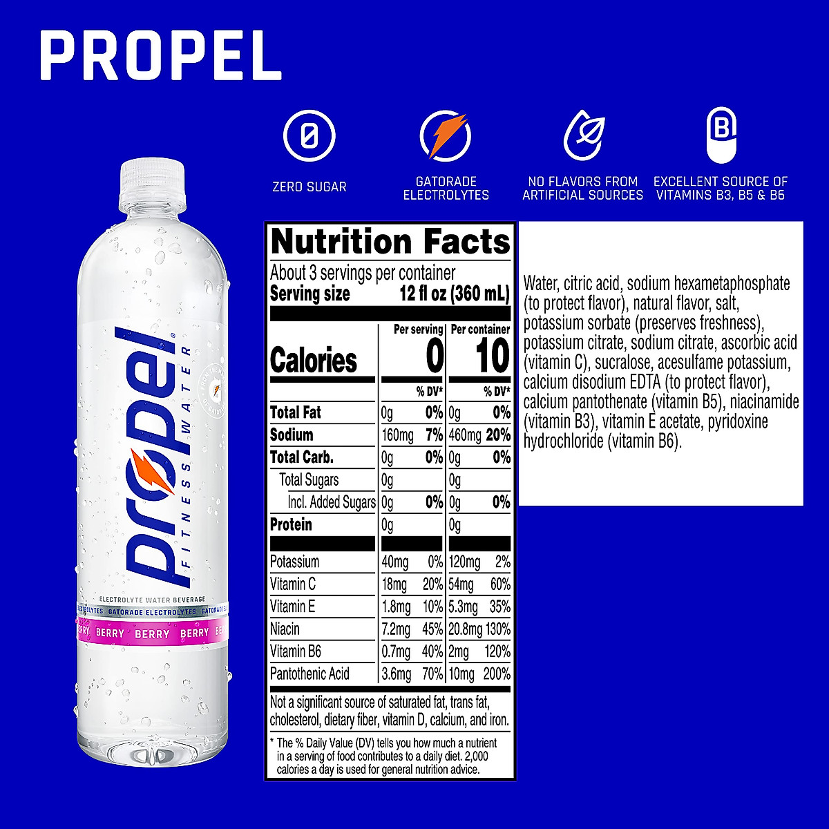Propel, Berry, 1 Liter (Pack of 6)