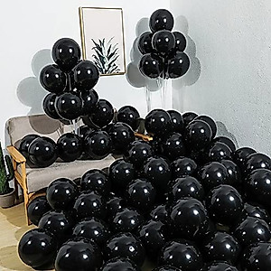 Abbaoww 100 Pcs Black Balloons 10 Inch Strong Latex Balloons for Party Decoration, Birthday, Wedding, Anniversary, Christmas and Arch Supplies