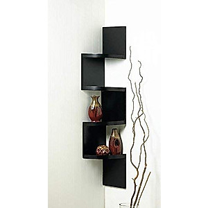 OneSpace 5 Tier Large Corner Wall Mount Shelf, Black