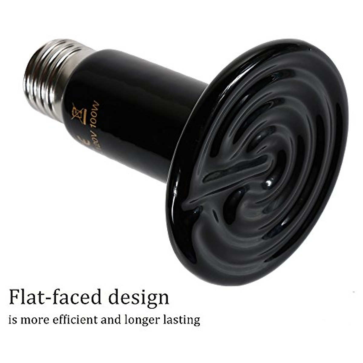 Zacro Reptile Heat Lamp 100W with One Digital Thermometer, Infrared Ceramic Heating Non-light Lamps Emitter 110V (Black)