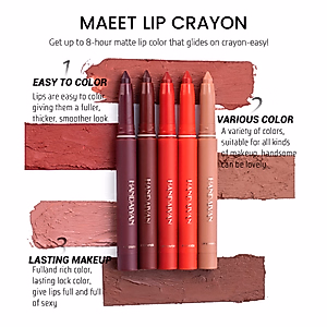 ZITIANY New Matte Crayon Lipstick with Free Sharpener, Mattes Velvet Lipstick Pencil Long Lasting Non Fading Lip Liner Lipstick, Gift For Women 1PC Coral