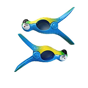 C&H Solutions Blue Parrot Flip Style Beach Towel Clips Jumbo Size for Beach Chair, Cruise Beach Patio, Pool Accessories for Chairs, Household Clip, Baby Stroller