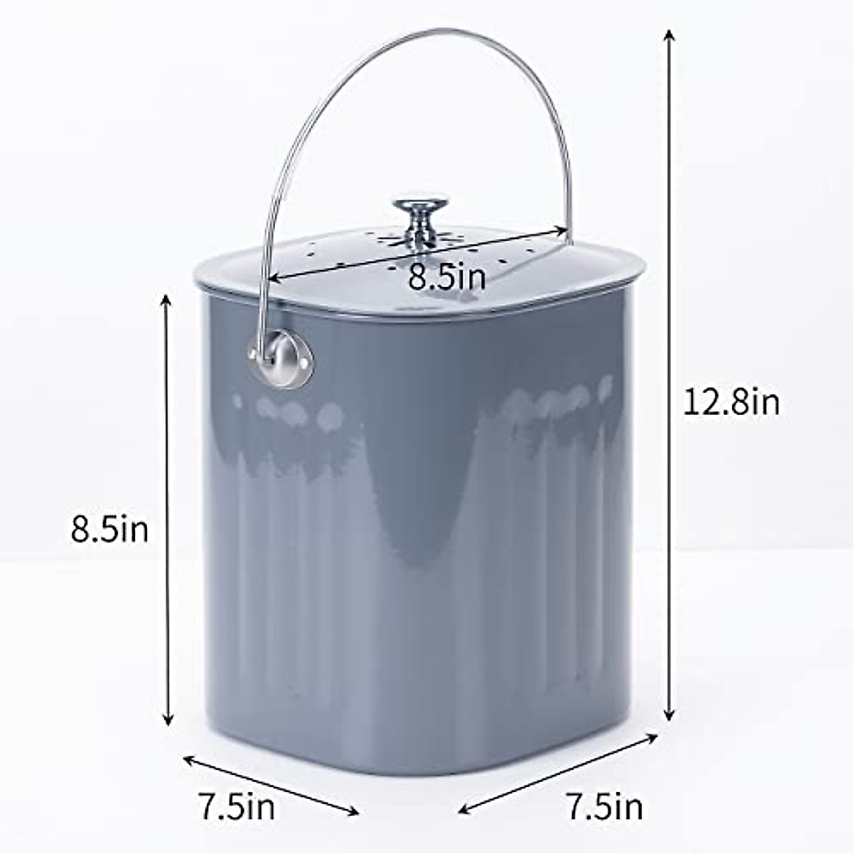 NALATI Nuovoo 1.3 Gal Compost Bin with Lid for Kitchen Countertop, Rust Proofw, Non Smell Filters (Grey)