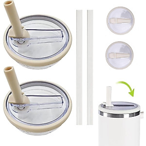 2 PCS 40 OZ Tumbler Flip Straw Lid Replacement Fit for Stanley Quencher Tumbler, New Spill Proof and Leak Resistant Tumbler Lids Compatible with Stanley Cup Accessories (White)