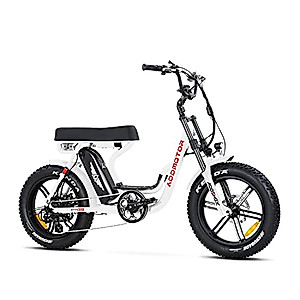ADDMOTOR Motan Ebike Moped-Style 20'' Fat Tire Electric Bike, 105 MI, 750W Motor, 48V/20Ah Battery UL Certified, M-66 R7 Step Thru Snow Mountain Electric Bicycle with Long Banana Seat