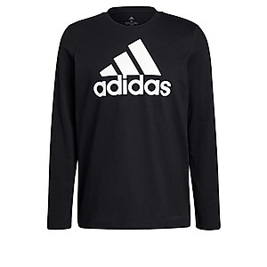 adidas Men's Essentials Long Sleeve Tee, Black/White/White, Large