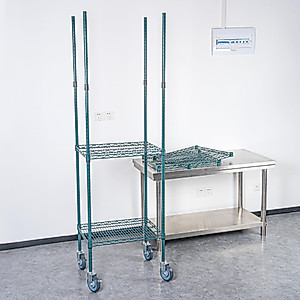Restaurantware - SHELVING POSTS ONLY: RW Base 74 Inch Mobile Shelving Posts, 4 NSF Certified Epoxy Shelving Poles - Shelves And Casters Sold Separately, No Corrosion, Green Steel Wire Shelving Poles