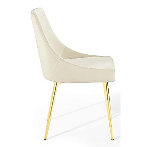 Modway Viscount Performance Velvet Dining Chairs - Set of 2, Gold Ivory