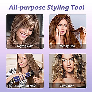 Beautimeter Hair Dryer Brush, 3-in-1 Round Hot Air Spin Brush Kit for Styling and Frizz Control, Negative Ionic Blow Hair Dryer Brush Volumizer, 2 Detachable Auto-Rotating Curling Brush