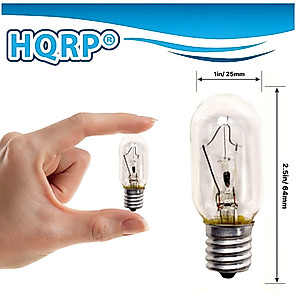 HQRP 6-Pack Microwave Light Bulb T8 40W Incandescent E17 Base for Ovens Under Hood Stove Top Range Compatible with Whirlpool 8206232A GE LG Frigidaire Kenmore, 130V, Dimmable, 3200K Warm White