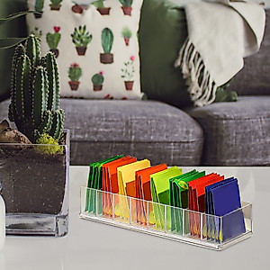 HEMOTON Tea Tea Bag Box Coffee Station Organizer Coffee Bar Box Tea Bag Organizer Holder Countertop Divided Storage Container for Beverage Sugar Sweeteners Tea Bags Organizer