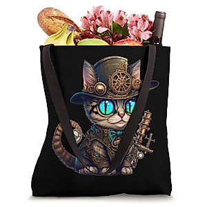 Cute Cat Lovely Steampunk Kitten Lovers Fantasy Artwork Tote Bag