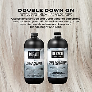 BLEACH LONDON Silver Shampoo - High Pigmented Ashy Silver Rinse, Vegan Cruelty Free, Color Protected Clean, Color Depositing Toning Formula 16.8 fl oz