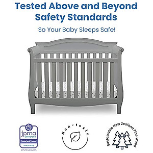 Delta Children Lancaster 4-in-1 Convertible Baby Crib, Grey