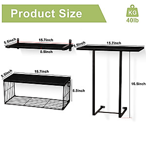 Wipaka 3+1 Tier Bathroom Shelves Wall Mounted Over Toilet,Wood Floating Shelves with Towel Bar for Wall Decor,Rustic Farmhouse Shelves for Kitchen, Bedroom, Living Room