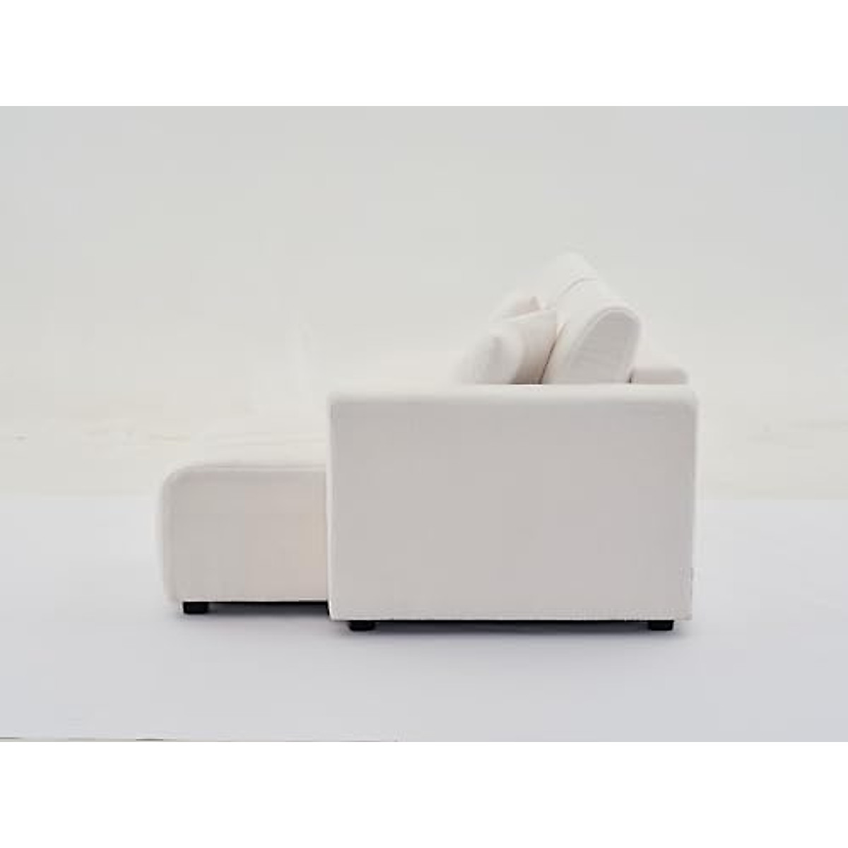 ERYE Oversized 2-Piece Right Facing Sectional Sofa Couch for Living Room, 104-Inch L-Shaped Wool Upholstered Channel Tufted Convertible Sofa&Couch with Left Chaise Daybed and Pillows