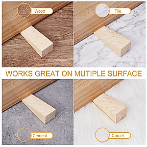 NBEADS 12 Pcs Wood Door Stopper, Non-Slip Door Stops Wedge Sturdy and Durable Door Stop Wedge 2 Sizes Triangle Wood Block for Wedge Window Door Stops for Home Office