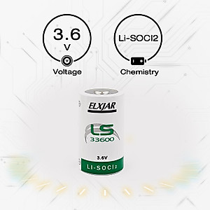 elxjar (2-Pack) 3.6V 19Ah LS33600 D Size Lithium Thionyl Chloride Battery, Replacement for SAFT LS33600, ER34615, Smart Munitions, Unattended Sensors, RFID Tracking