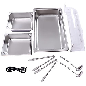 Electric Chafing Dishes - Stainless Steel Buffet Servers 9QT Food Warmer Commercial Chafing Dishes Temp Display Stainless Clear Lid&Handle for Catering (Plastic Lid)